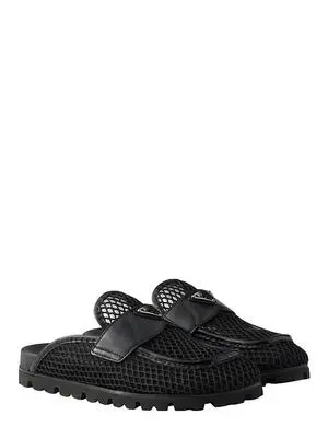 Prada Mesh Fabric Mules - Black