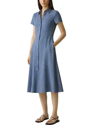 Theory Short Sleeve Shirt Dress - Light Denim