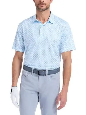 Robert Graham Links & Drinks Short Sleeve Knit Polo Shirt - Light Blue