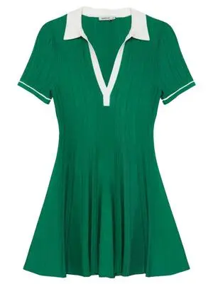 Simkhai Ribbed Knit Mini Dress With V-neck - Green