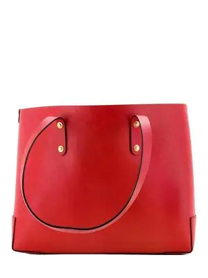 Burberry Crest Shopping Leather Large Tote Bag - Red