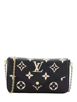 LOUIS VUITTON Felicie Pochette Bicolor Monogram Empreinte Giant Crossbody Bag Black