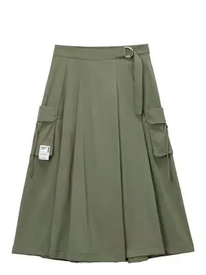 MUSIUM DIV. Belted Wide-leg Layered Trousers - Green