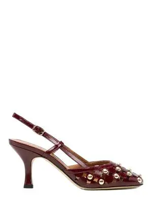 EVALUNA Cut-Out Heeled Pumps Red