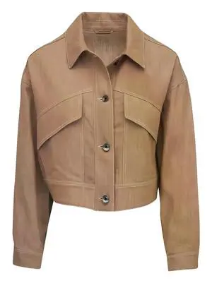 Brunello Cucinelli Flap-Pocket Cropped Jacket Neutrals