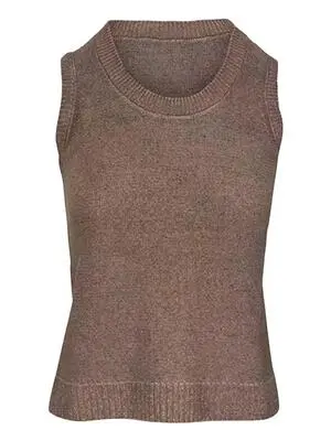 Kinross Cashmere Knitted Tank Top - Brown