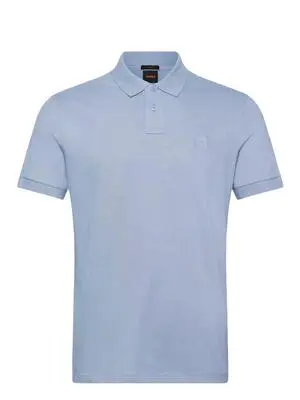 BOSS Logo-patch Stretch-cotton Polo Shirt - Blue