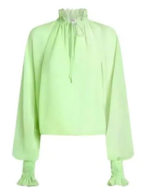 GENNY Drawstring Fluid Blouse - Green