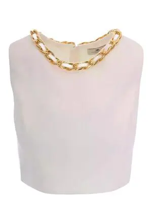 Elisabetta Franchi Cropped Sleeveless Chain Top - Neutrals
