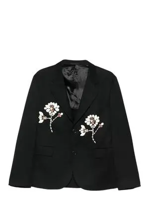 Simone Rocha Floral-appliqué Blazer - Black