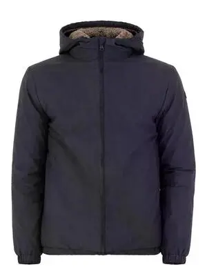 CANADIENS Zip-up Hooded Jacket With Ribbed Cuffs And Hem - Blue