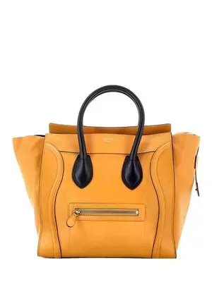 Celine Bicolor Leather Mini Satchel - Orange