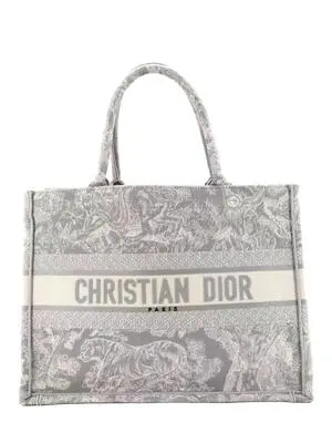 Dior Christian Dior Book Embroidered Canvas Medium Tote Bag Grey