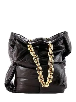 Bottega Veneta Puffy Chain Padded Maxi Intrecciato Leather Tote Bag - Brown