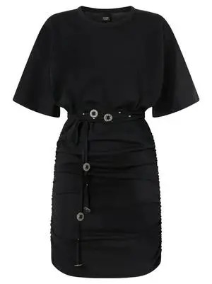 Pinko Ruched Drawstring Short Dress - Black