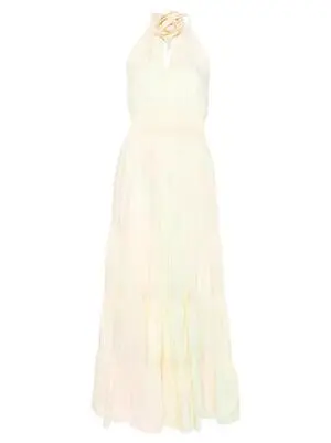 Sandro Maxi Dress With Flower Embellishment - Neutrals