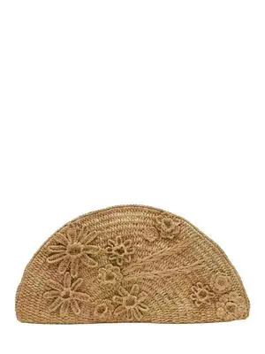Vanessa Bruno Floral Raffia Clutch - Neutrals