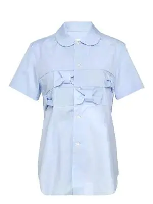Comme Des Garçons Bow-detail Cotton Shirt - Blue