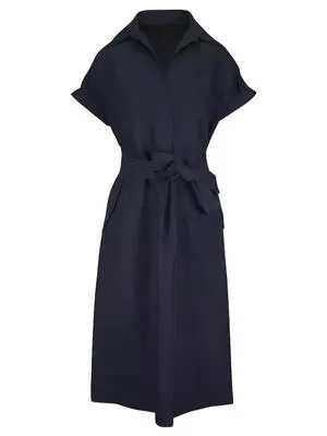 Agnona Belted Midi Shirt Dress - Blue