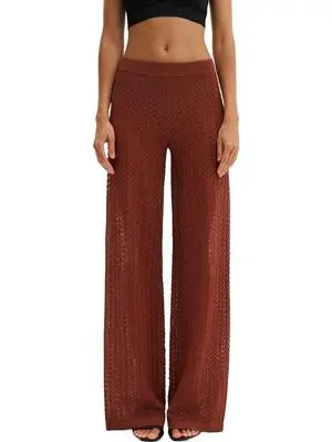MALINA Martina Wide Leg Knitted Trousers - Rust