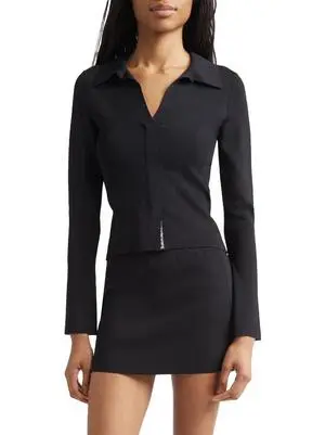 Alexander Wang Long Sleeve Polo Sweater - Black