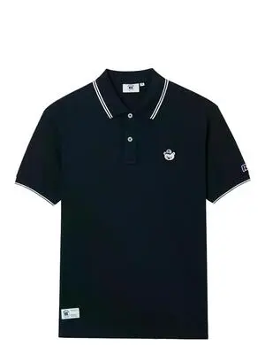 CHOCOOLATE Striped Embroidered Polo Shirt - Blue