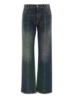 Versace Distressed Straight Jeans - Blue
