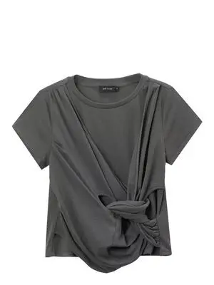TOUT A COUP Knot-detail T-shirt - Grey
