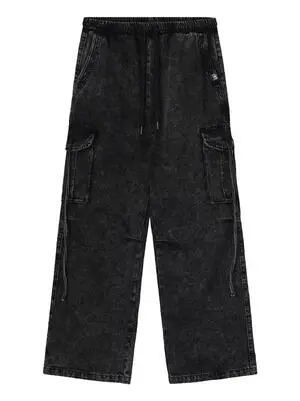 MINI CREAM Drawstring-waist Cargo Jeans - Black