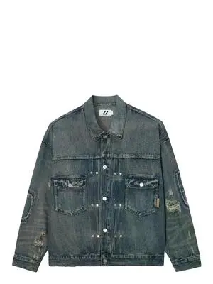 Izzue Distressed Denim Trucker Jacket - Blue