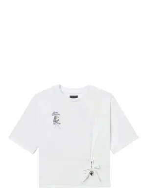MUSIUM DIV. Graphic-print Ribbon-detail T-shirt - White