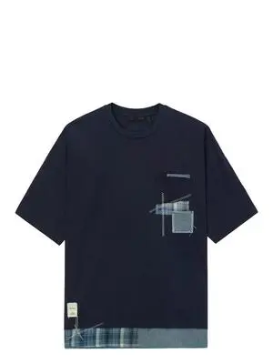 FIVE CM Patchwork Detail T-shirt - Blue