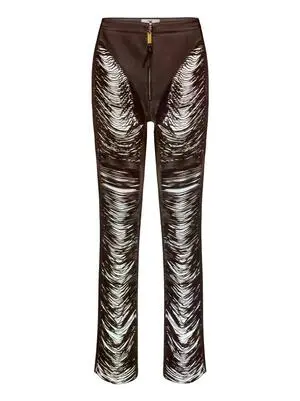 Elisabetta Franchi Fringed Nappa Leather Trousers - Brown