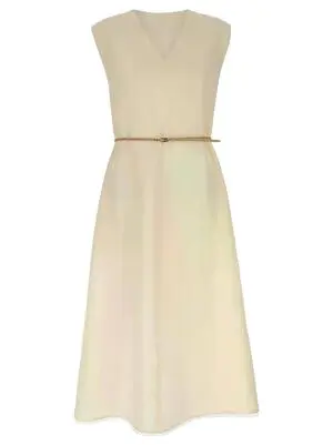 Fabiana Filippi V-neck Belted Midi Dress - Neutrals