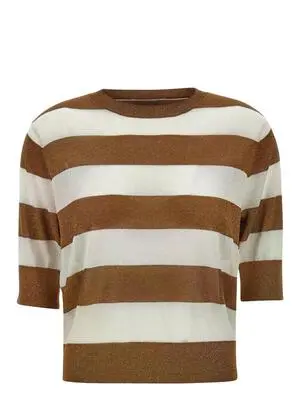 KANGRA Striped Knit Sweater - Brown