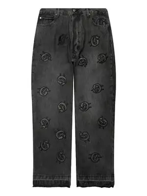 GODSPEED Infinity V2 Logo-patch Frayed Jeans - Black