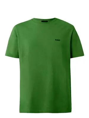BOSS Camiseta Em Algodão Elástico Com Detalhe De Logo Green