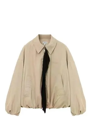 Loewe Logo Embroidered Zip-up Jacket - Neutrals