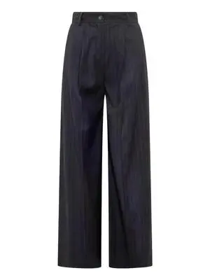 LE SULLY STUDIO Pinstripe Straight Trousers - Blue