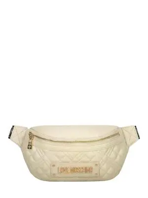 Moschino Logo-plaque Quilted Belt Bag - Neutrals