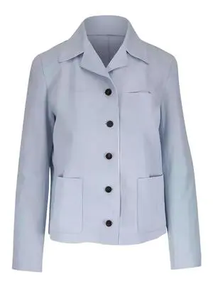 Lafayette 148 New York Button Suede Jacket - Blue