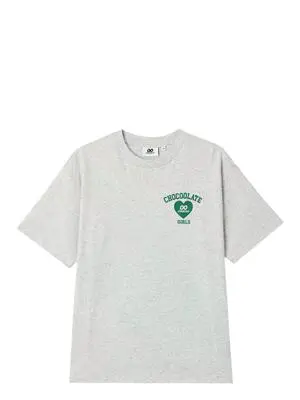 CHOCOOLATE Heart Print Cotton T-shirt - Grey