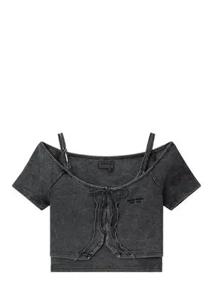 MUSIUM DIV. Shoulder Straps Crop Top - Grey