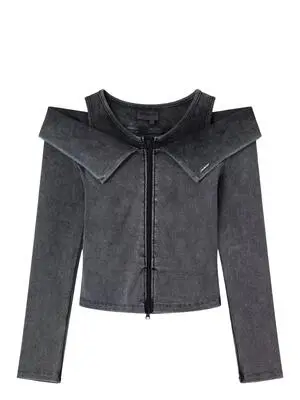 MUSIUM DIV. Cut-Out Collar Top