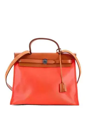 Hermès Herbag Zip Berline 31 Shoulder Bag Vache Canvas And Leather - Red