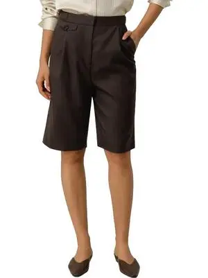 Lilysilk Wool-silk Bermuda Shorts - Chestnut