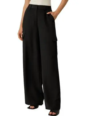 Lilysilk Silk Crepe Cargo Pants - Black