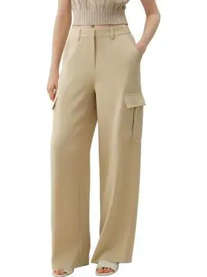 Lilysilk Silk Crepe Cargo Pant - Dune