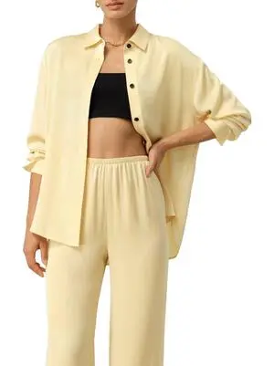 Lilysilk Stretch Double Georgette Oversized Shirt Butter