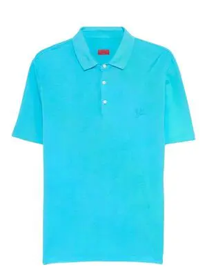 Isaia Embroidered-detail Polo Shirt - Blue